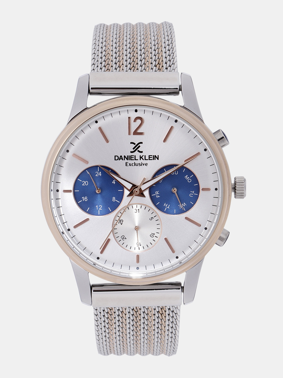 Buy Daniel Klein Exclusive Men Silver Toned & Blue Analogue Watch ...