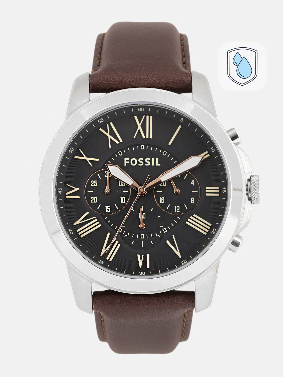 Buy Fossil Men Black Leather Analogue Watch FS4813I_Factory_Service ...