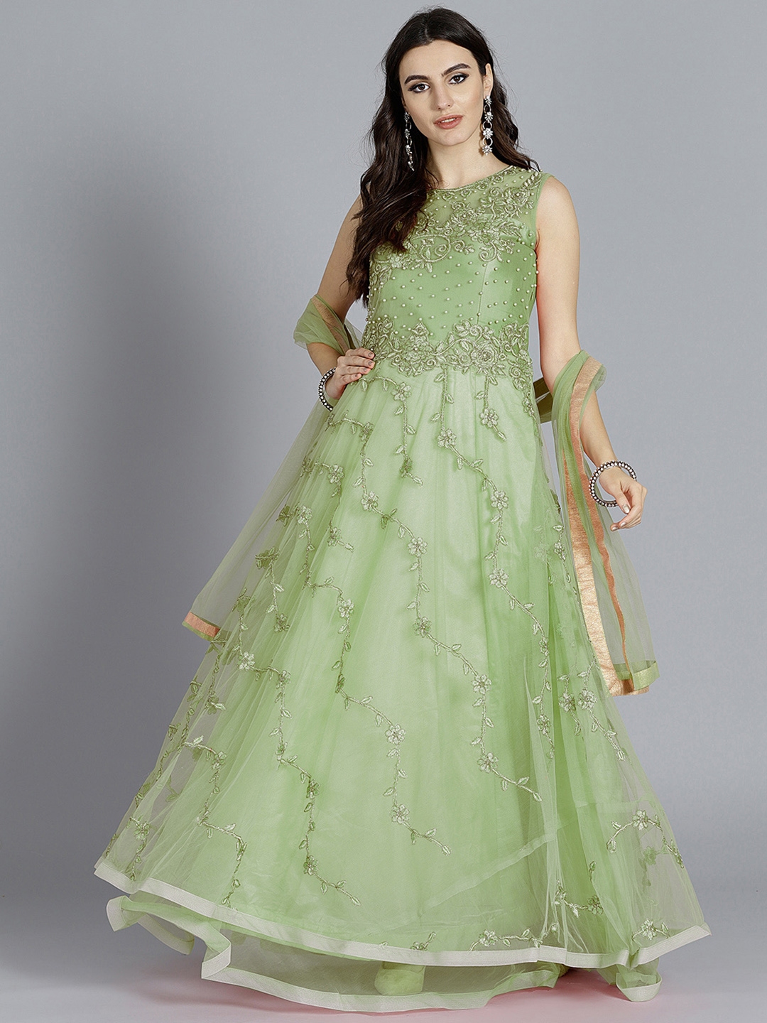 Buy Chhabra 555 Women Green & Lime Green Embroidered Kurti With ... Buy Chhabra 555 Women Green & Lime Green Embroidered Kurti With ...