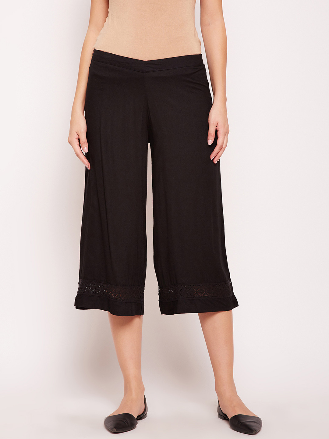 Buy Be Indi Women Black Regular Fit Solid Culottes - Trousers for Women ...