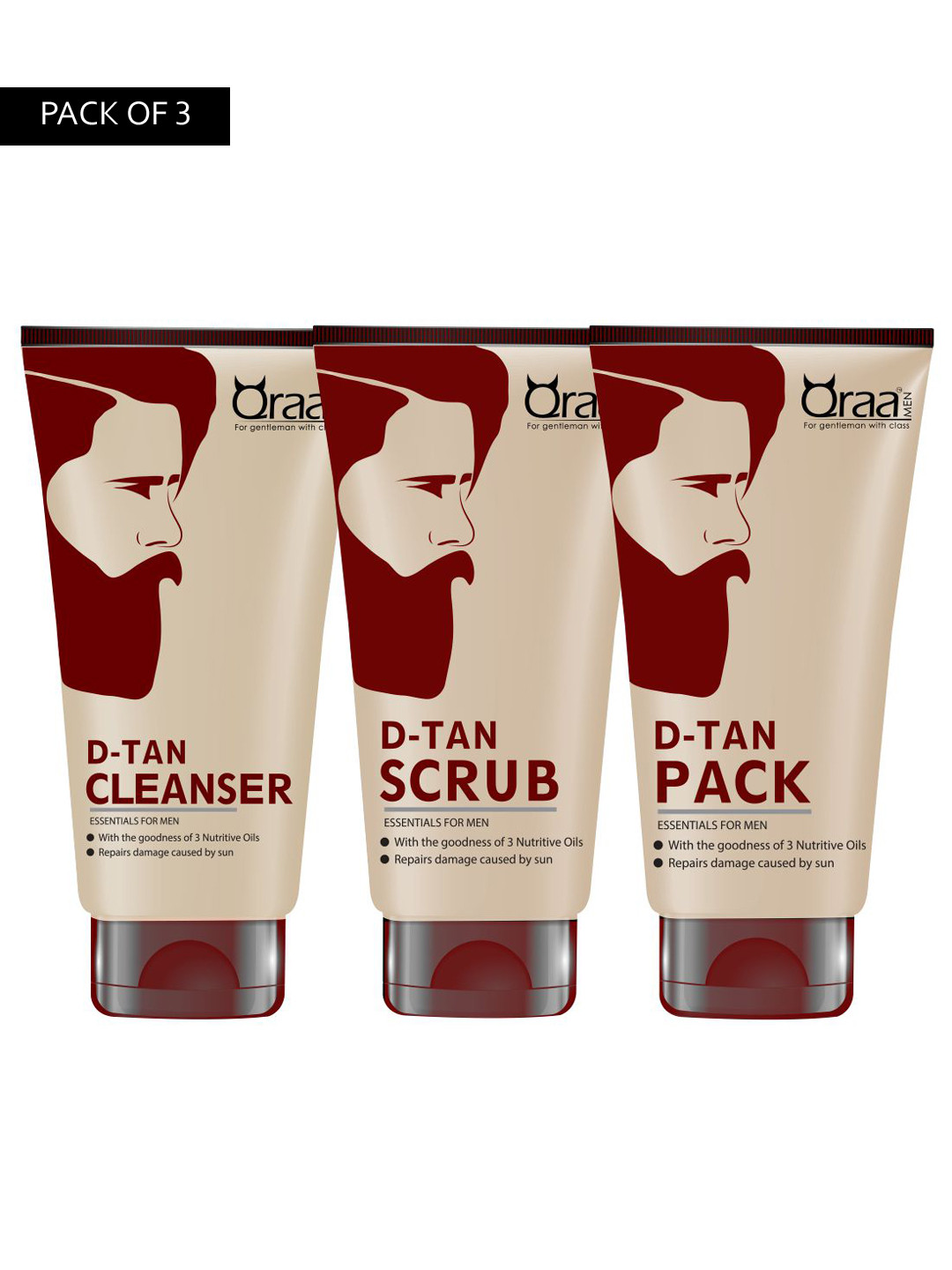 Buy Qraa Men D Tan 3 Steps Facial Kit 300 G - Facial Kit for Men ...