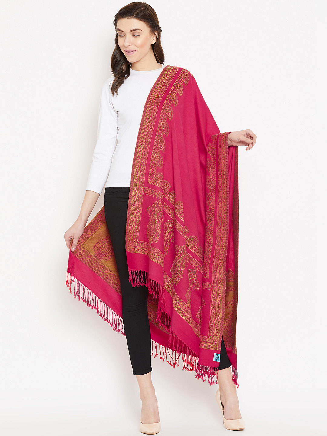 Buy HK Colours Of Fashion Women Magenta Solid Shawl - Shawl for Women ...