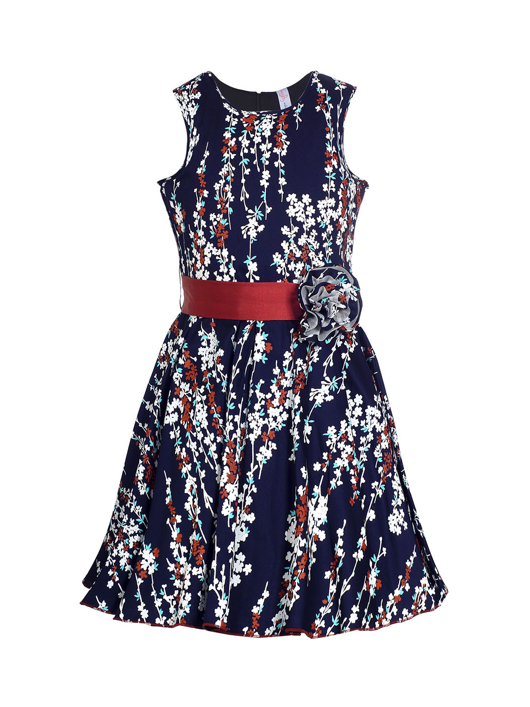 Buy Naughty Ninos Girls Navy Blue Printed Fit And Flare Dress - Dresses ...