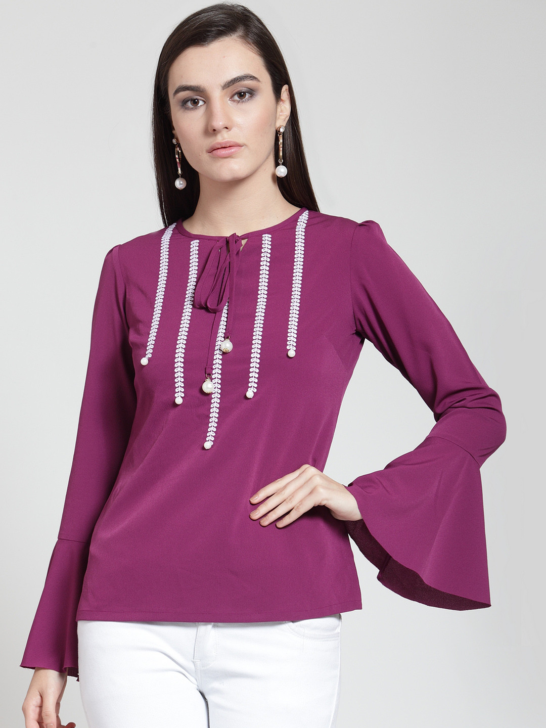 Buy PlusS Women Magenta Solid Top - Tops for Women 8002707 | Myntra