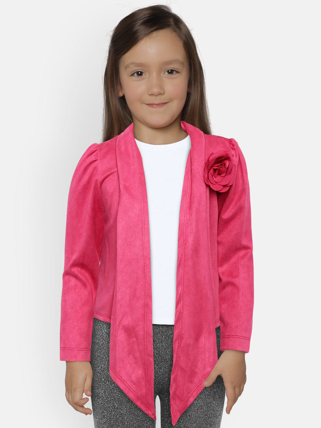 Buy Peppermint Fuchsia Solid Open Front Shrug - Shrug for Girls 8027207 ...