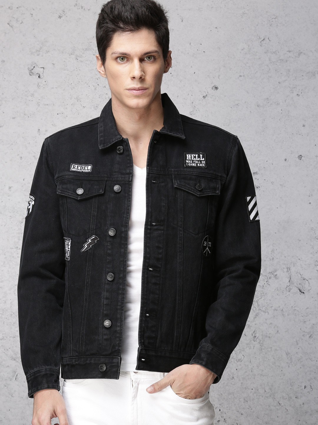 Buy Ecko Unltd Men Black Solid Denim Jacket - Jackets for Men 8041321 ...