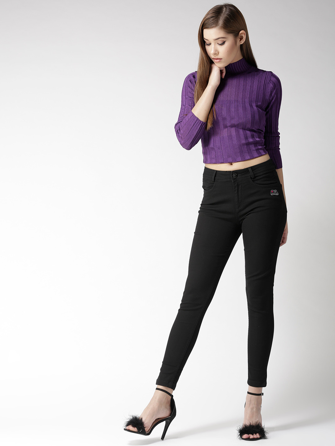 Buy Xpose Women Black Skinny Fit High Rise Clean Look Stretchable Jeans ...