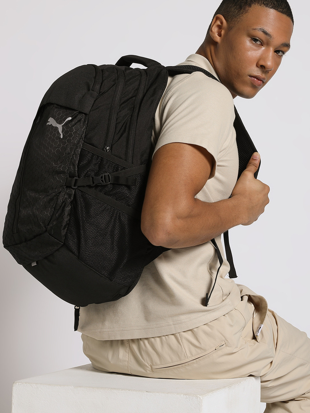 Buy Puma Black Solid PWRcool Technology Apex Backpack - Backpacks for ...