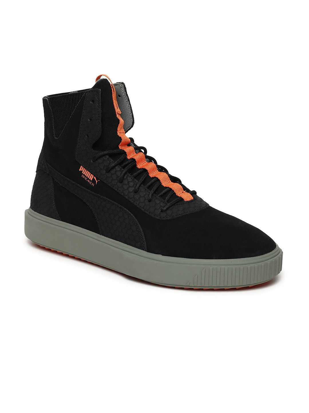 Buy Puma Unisex Black Solid Breaker Hi FOF Leather High Top Sneakers ...