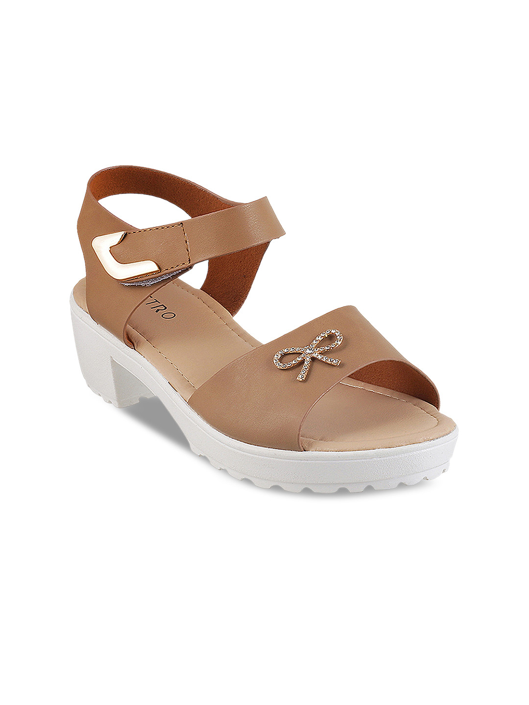 Buy Metro Girls Khaki Solid Sandals - Heels for Girls 8133017 | Myntra