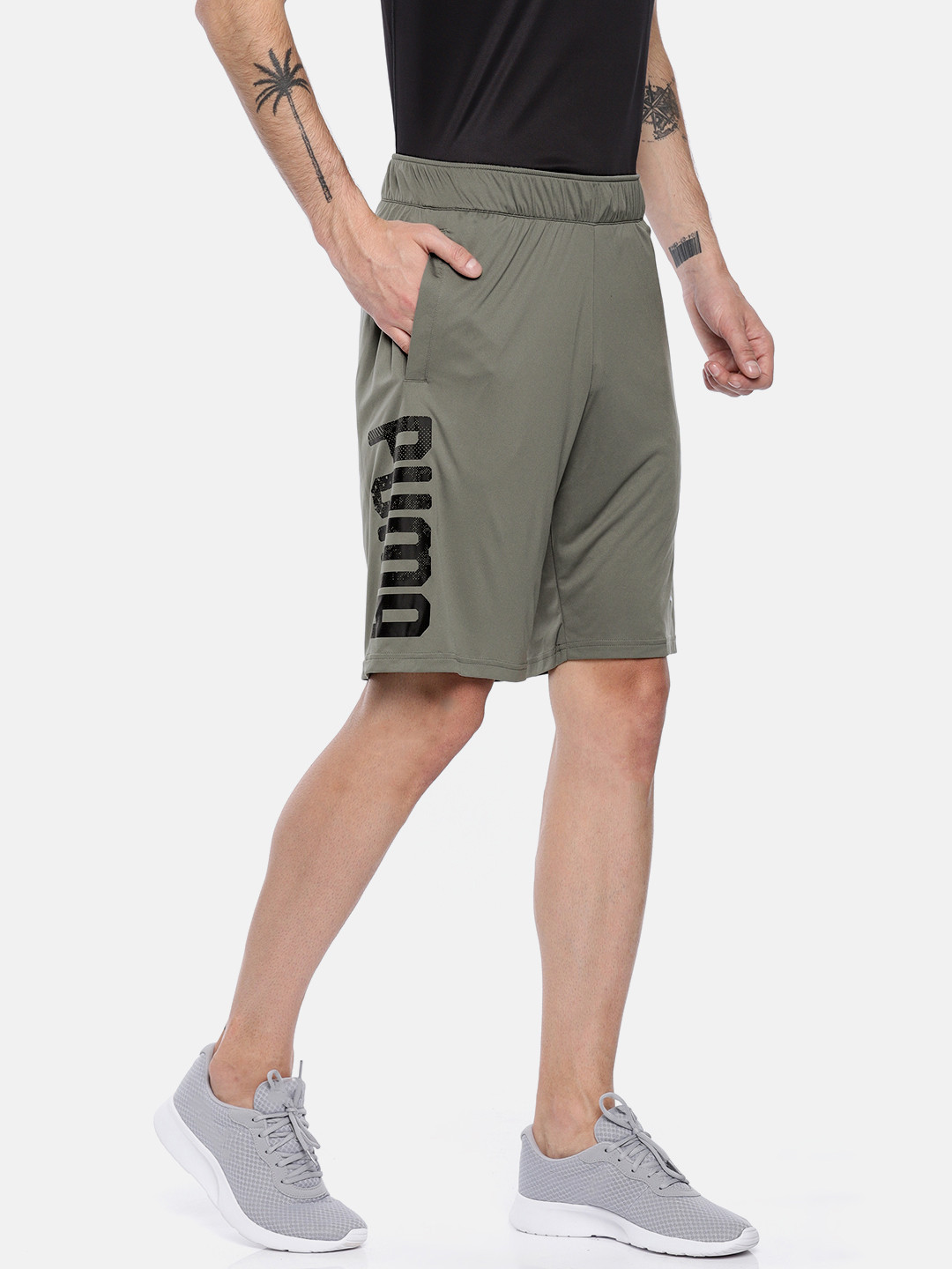 Buy Puma Men Grey Solid Regular Fit Sports Shorts - Shorts for Men ...