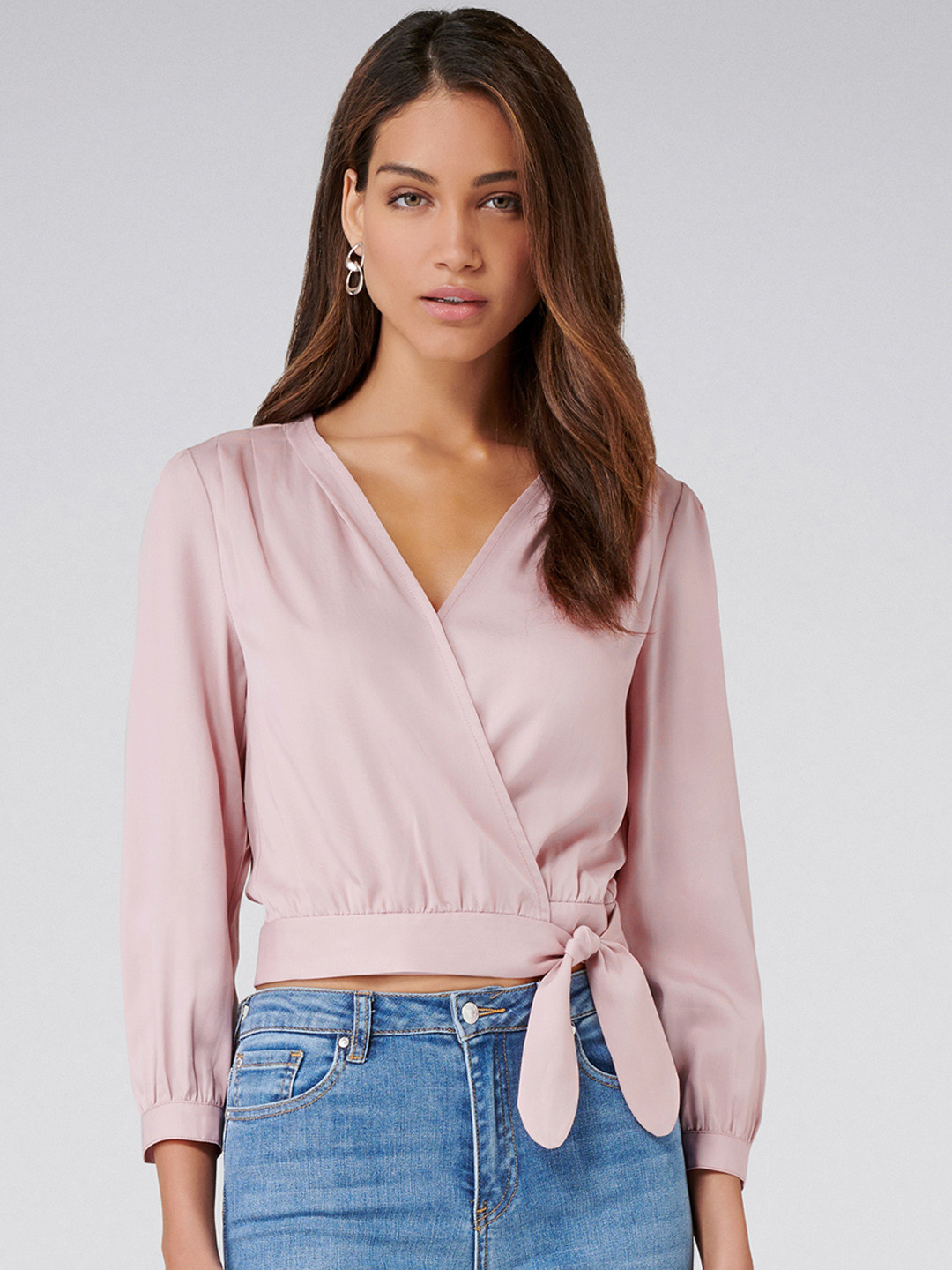Buy Forever New Women Pink Solid Wrap Top - Tops for Women 8161591 | Myntra