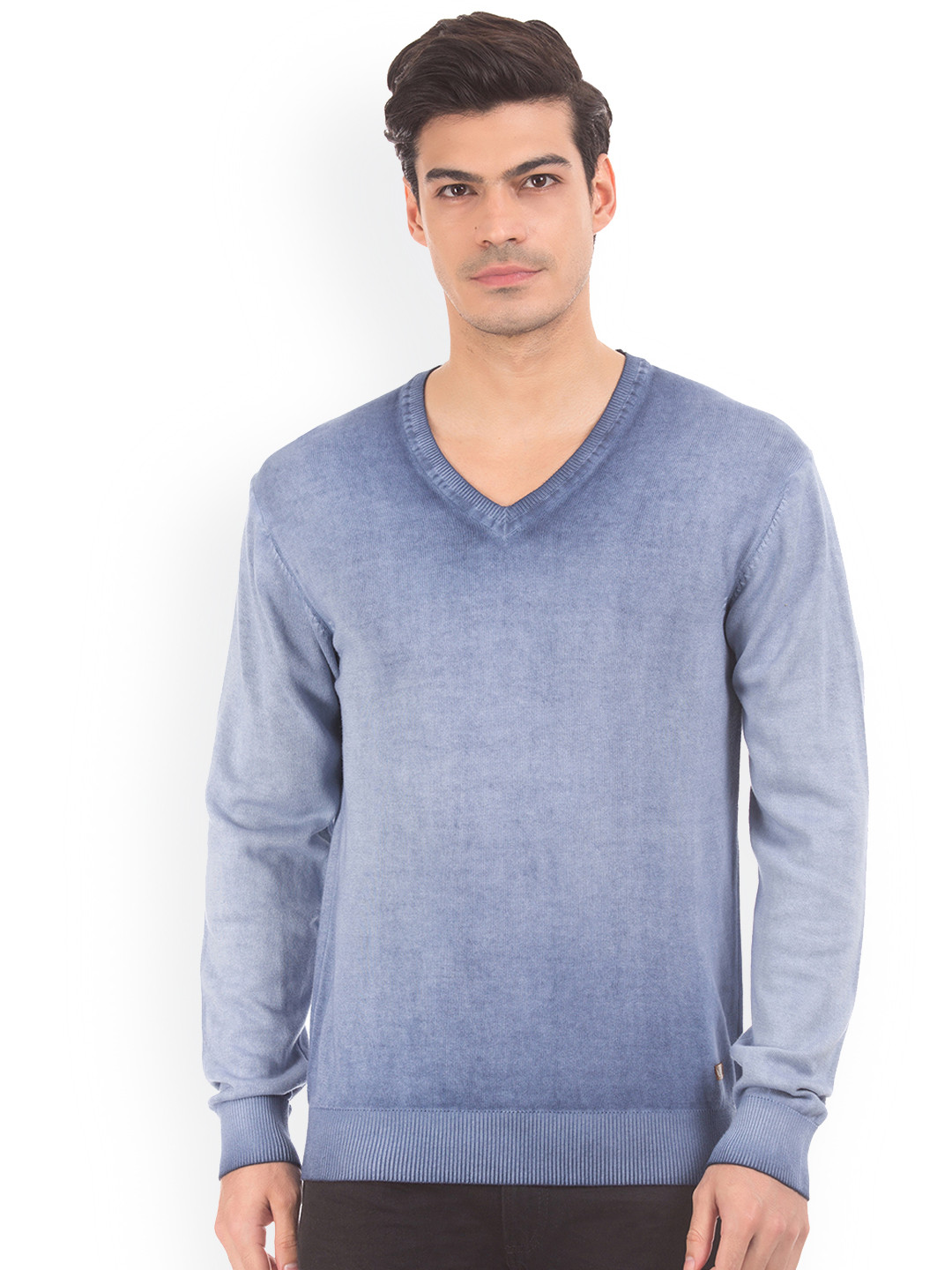Buy Arrow Blue Jean Co. Men Blue Solid Pullover - Sweaters for Men ...