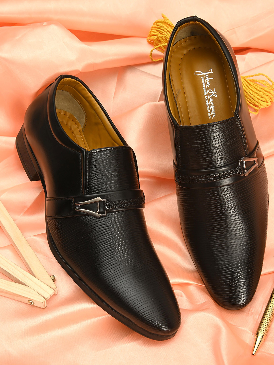 Buy John Karsun Men Black Formal Slip Ons - Formal Shoes for Men ...