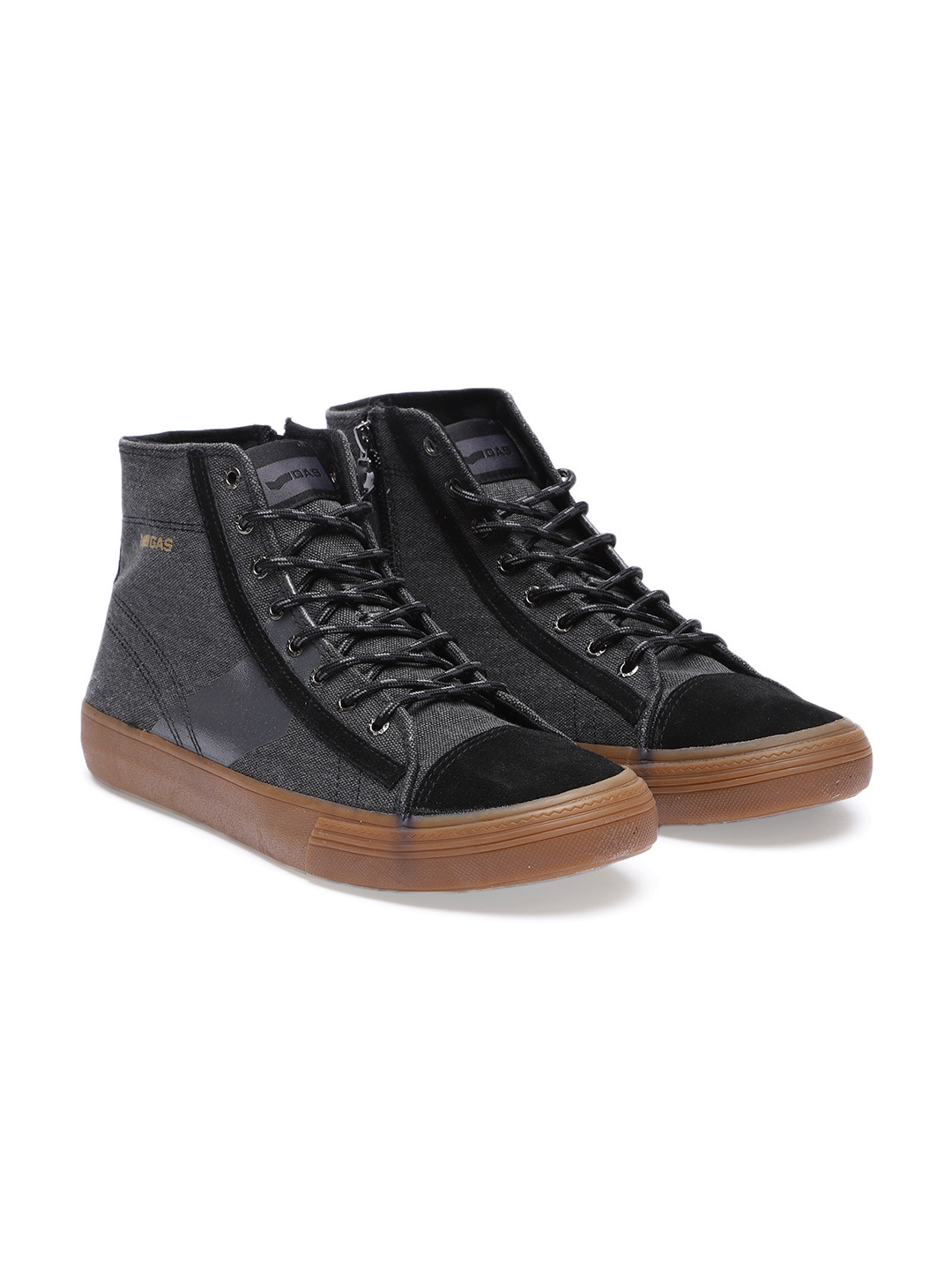 Buy GAS Men Black Solid Mid Top Sneakers - Casual Shoes for Men 8221799 ...