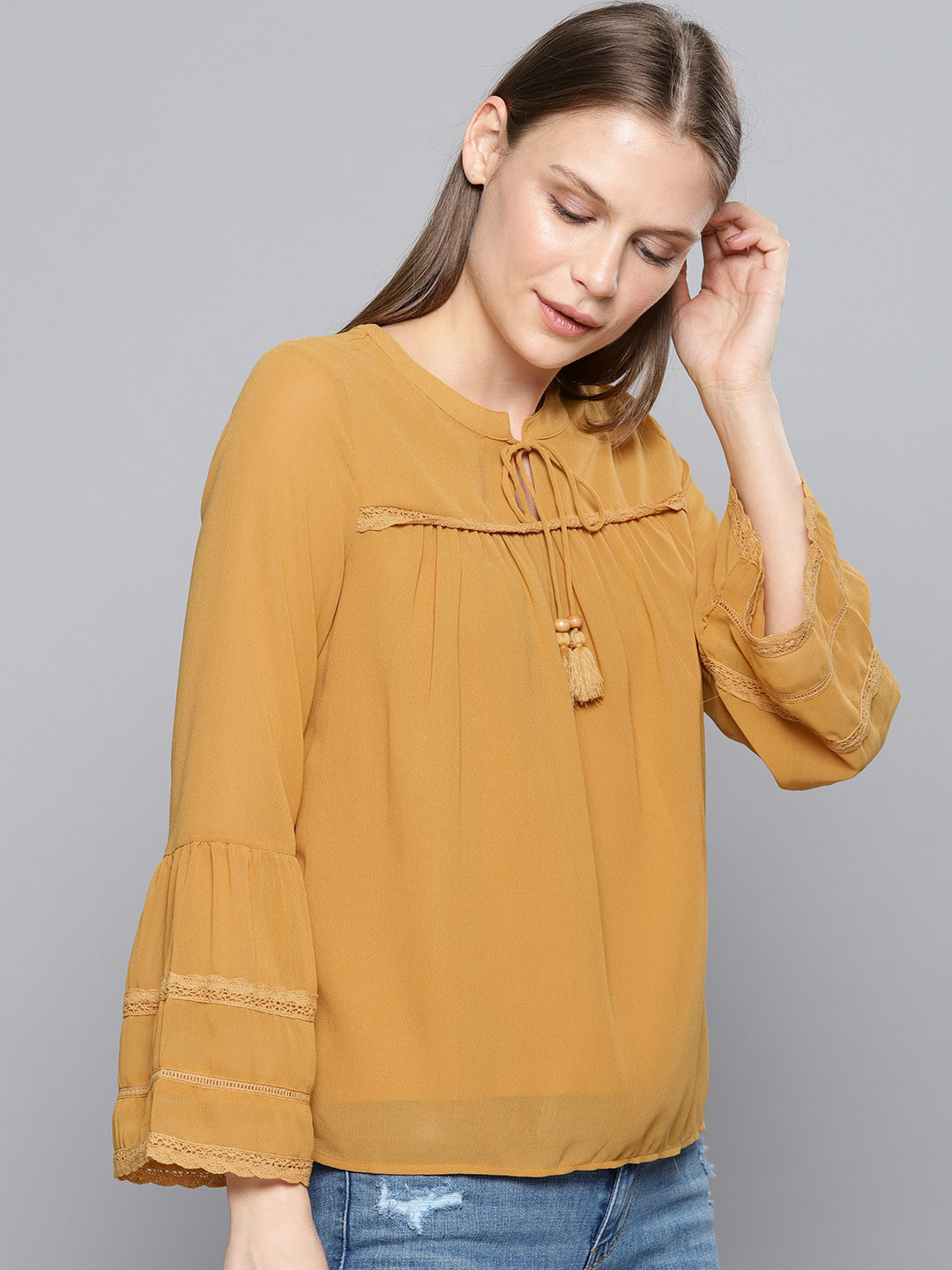 Buy Chemistry Women Mustard Yellow Solid Top - Tops for Women 8227213 ...