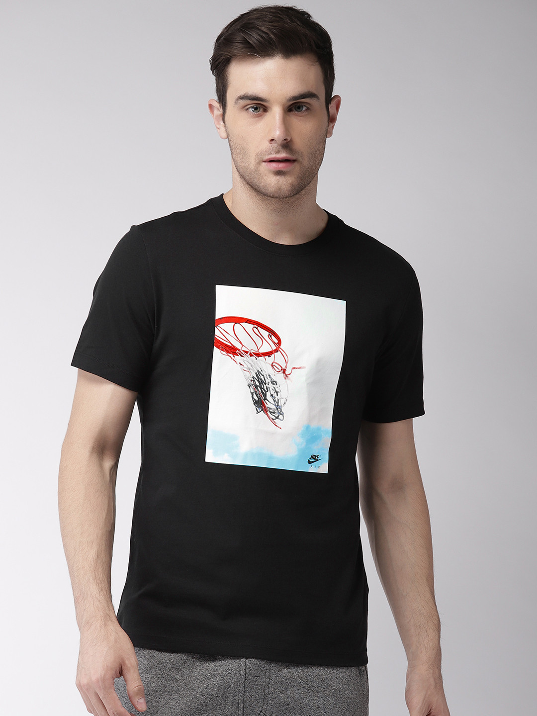 Buy Nike Men Black Printed SWISH PHOTO Pure Cotton T Shirt - Tshirts ...
