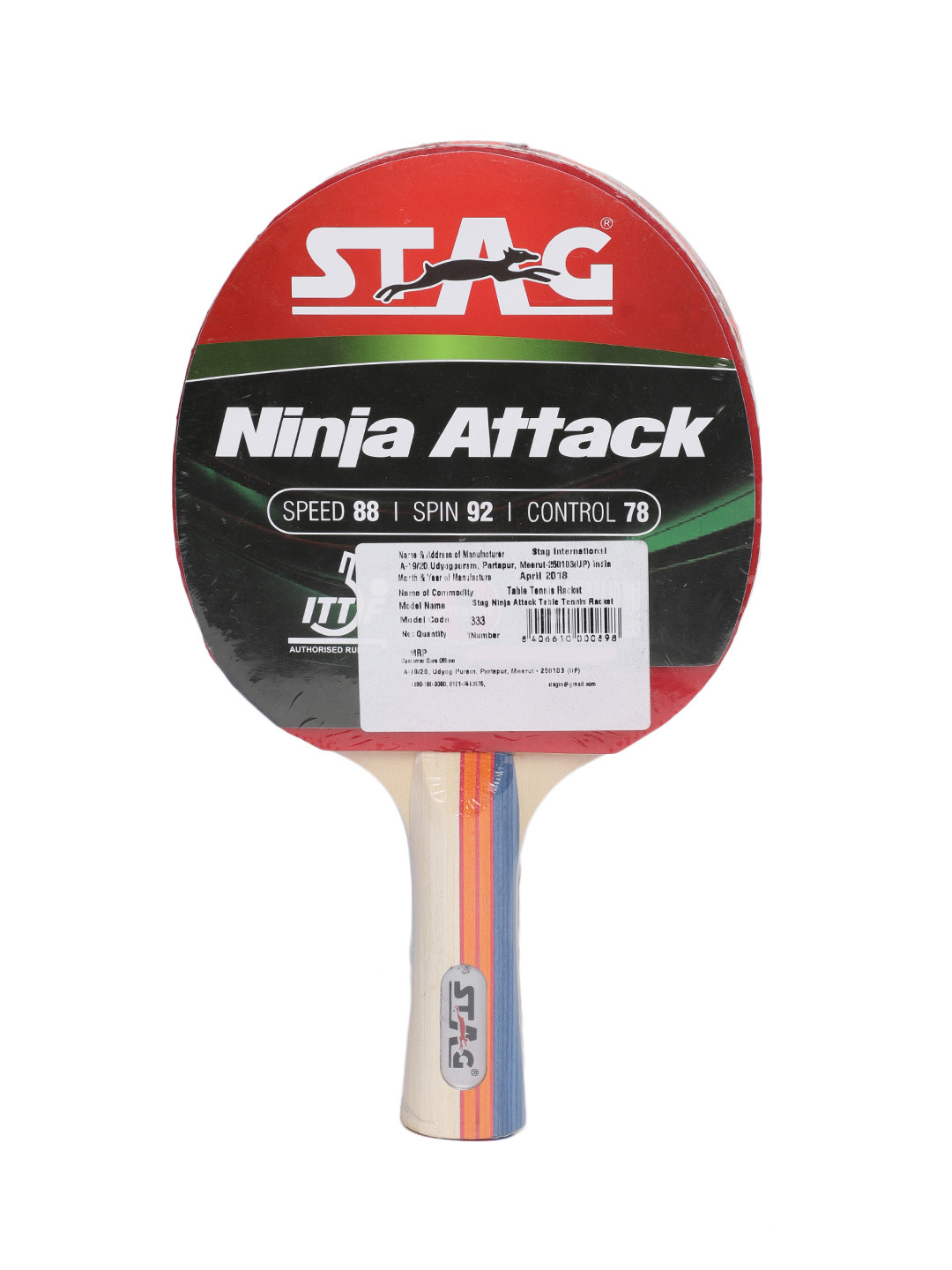Buy STAG Red & Black Ninja Attack Table Tennis Bat - Table Tennis Bats ...