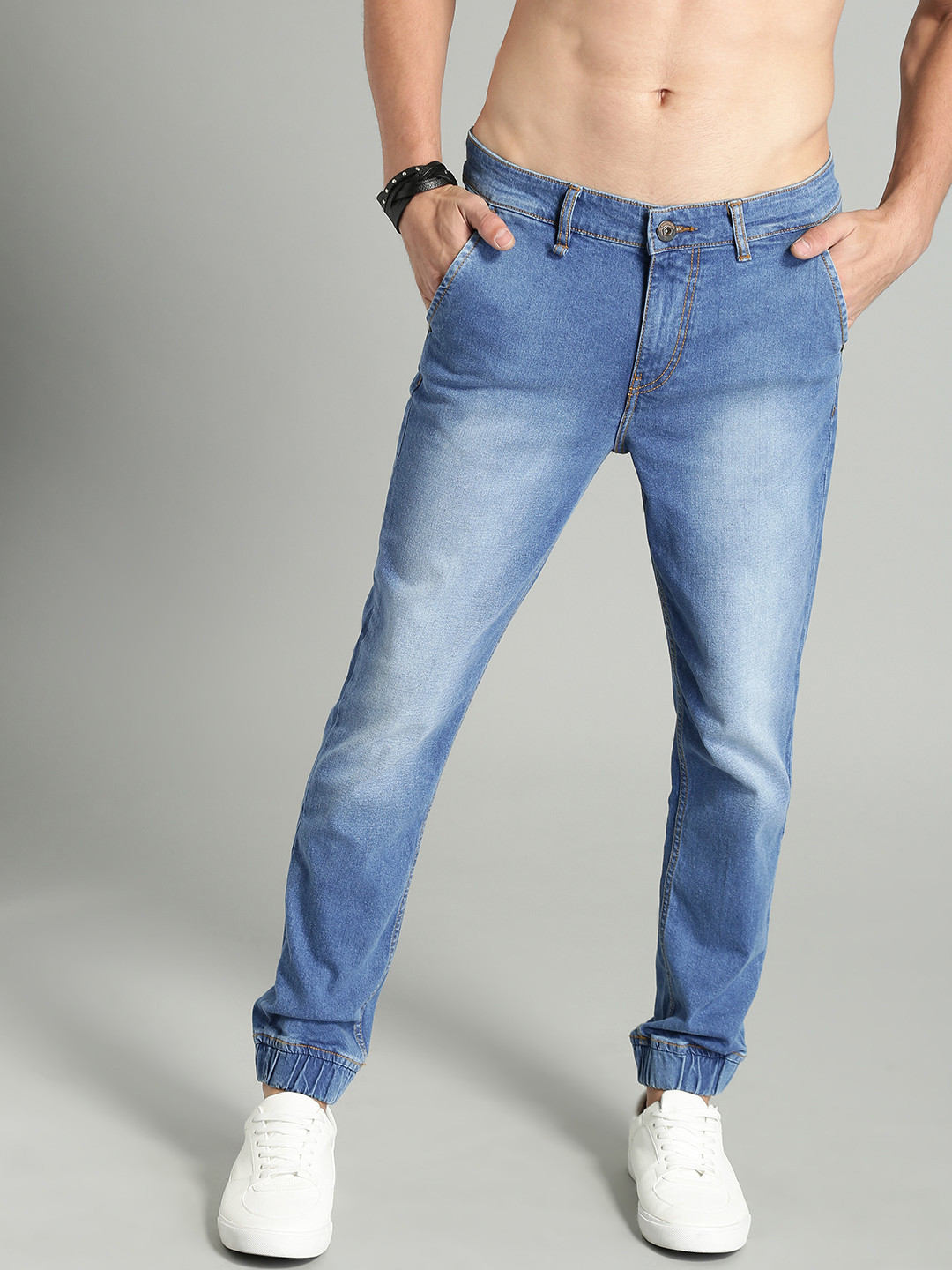 Buy Roadster Men Blue Slim Fit Fit Mid Rise Clean Look Stretchable ...