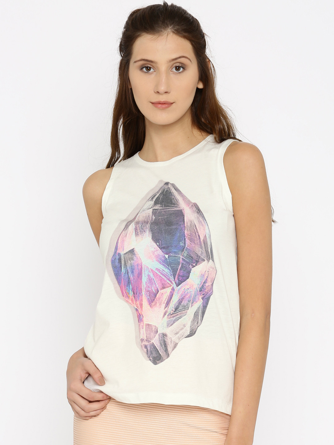Buy Vera Moda White Printed Sleeveless Top - Tops for Women 827834 | Myntra