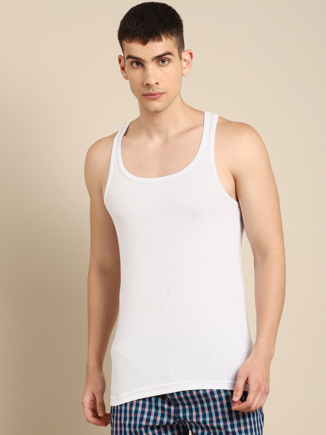 Buy Ether Men White Solid Premium Cotton Ultrasoft Innerwear Vest ETHR ...
