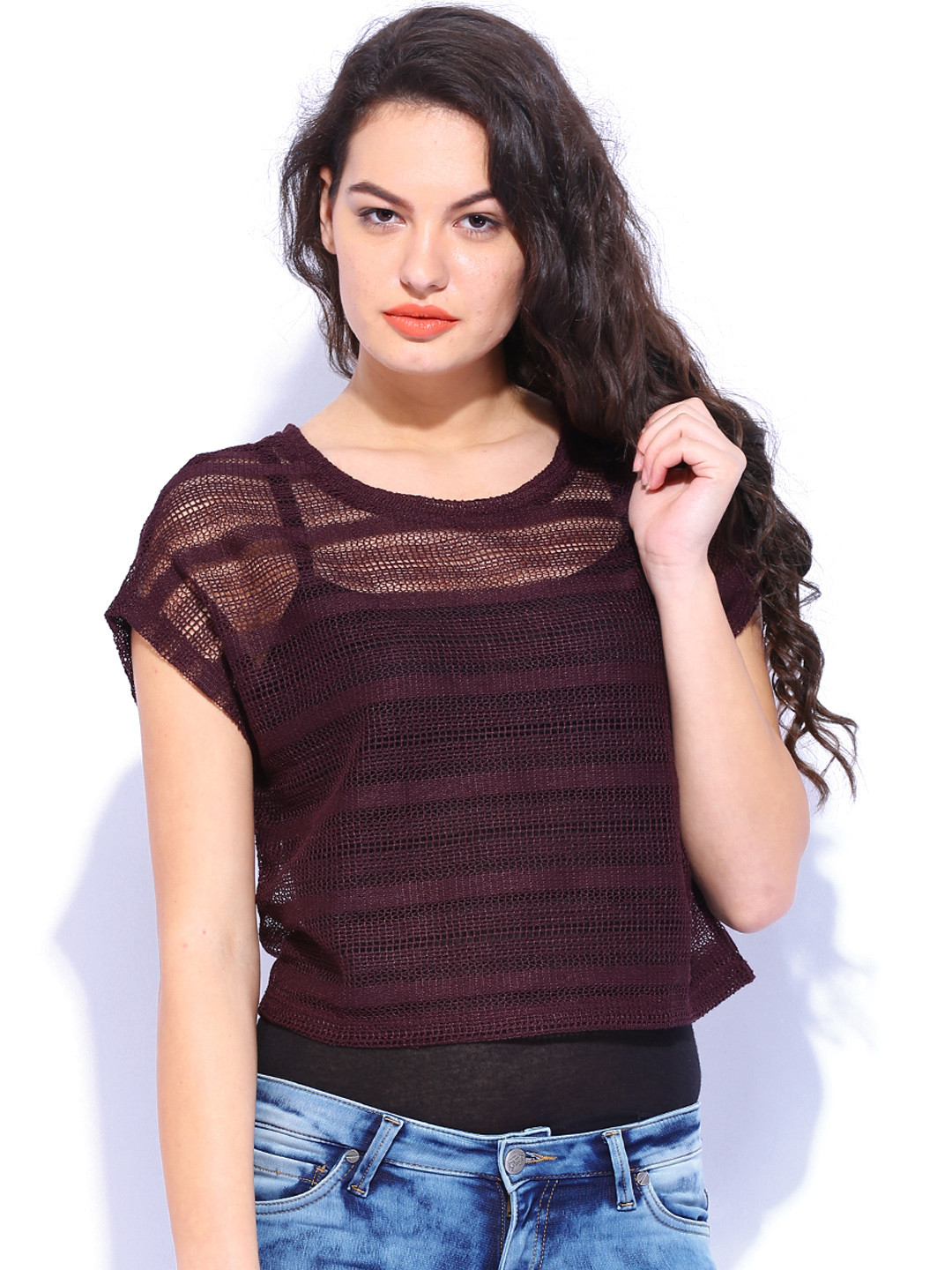 Buy ONLY Burgundy Crop Top - Tops for Women 830717 | Myntra