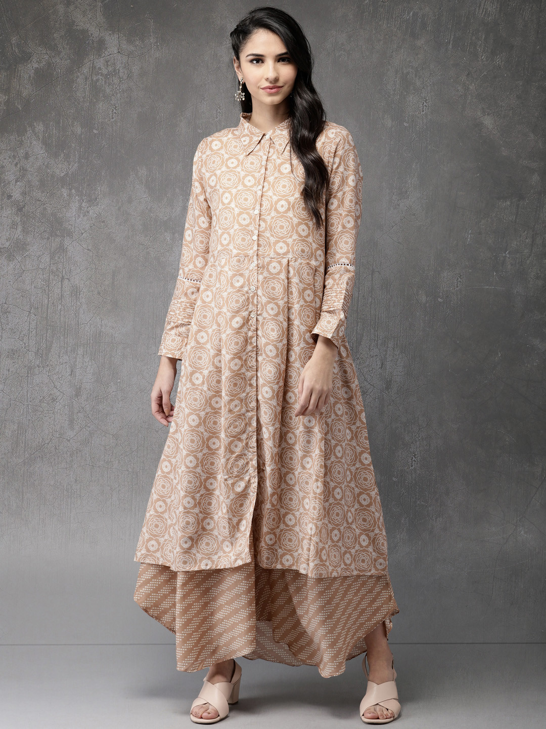 Buy Anouk Women Pink Printed Kurti With Palazzos - Kurta Sets for Women ...