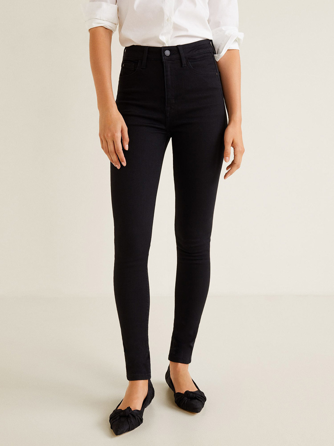 Buy MANGO Women Black Skinny Fit High Rise Clean Look Stretchable Jeans ...