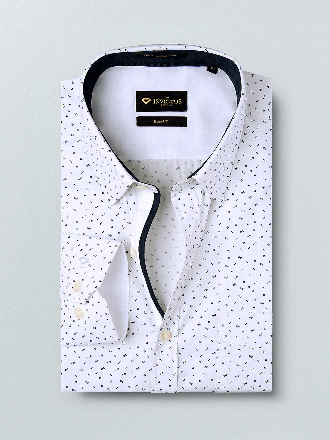 Buy INVICTUS White Printed Slim Sustainable Formal Shirt - Shirts for ...