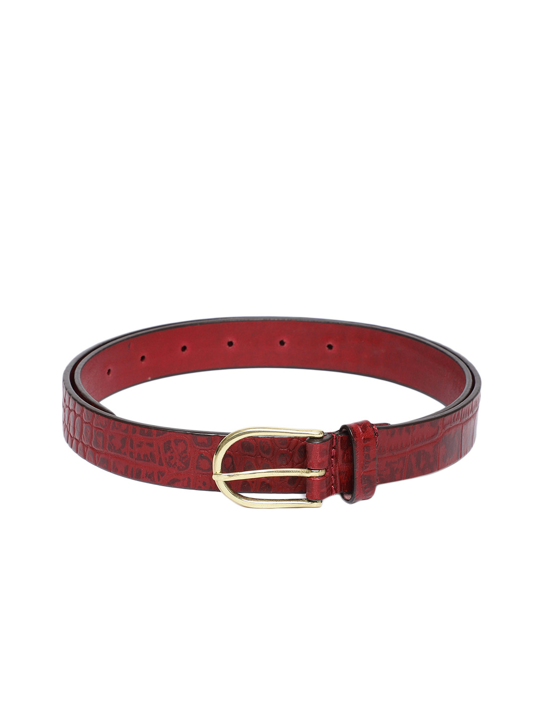 Buy Hidesign Women Red Textured Leather Belt - Belts for Women 8324675 ...