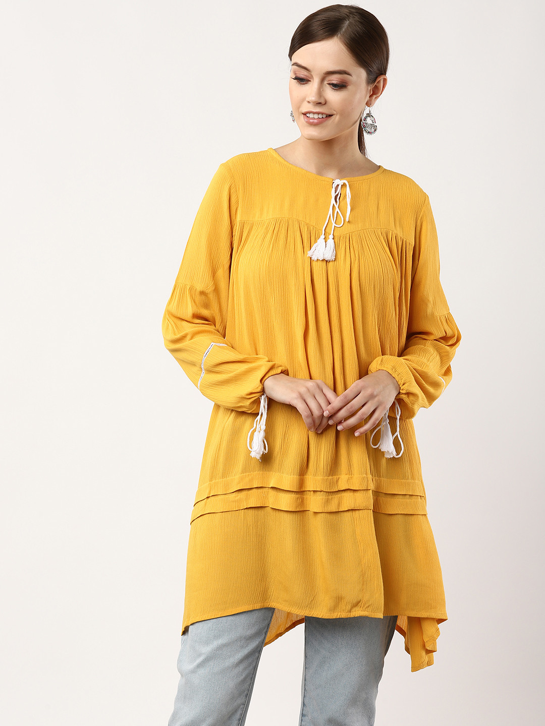 Buy Sangria Women Mustard Yellow Solid Tunic - Tunics for Women 8349607 ...