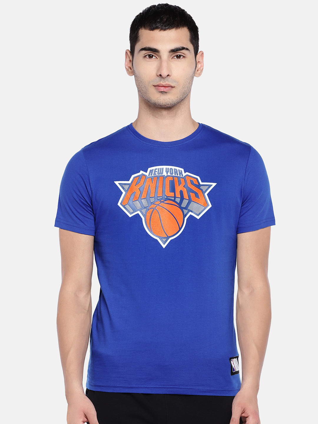 Buy NBA Men Blue New York Knick Printed Round Neck Pure Cotton T Shirt ...