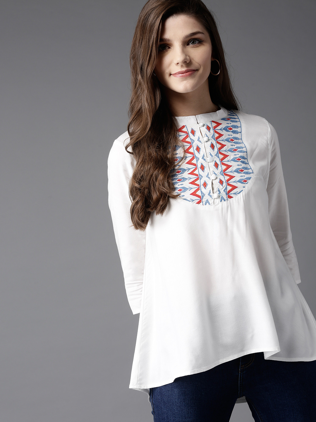 Buy HERE&NOW Women White Solid A Line Top - Tops for Women 8359077 | Myntra
