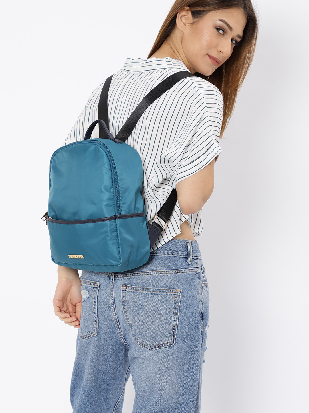 Buy Caprese Women Teal Green Solid Backpack - Backpacks for Women ...