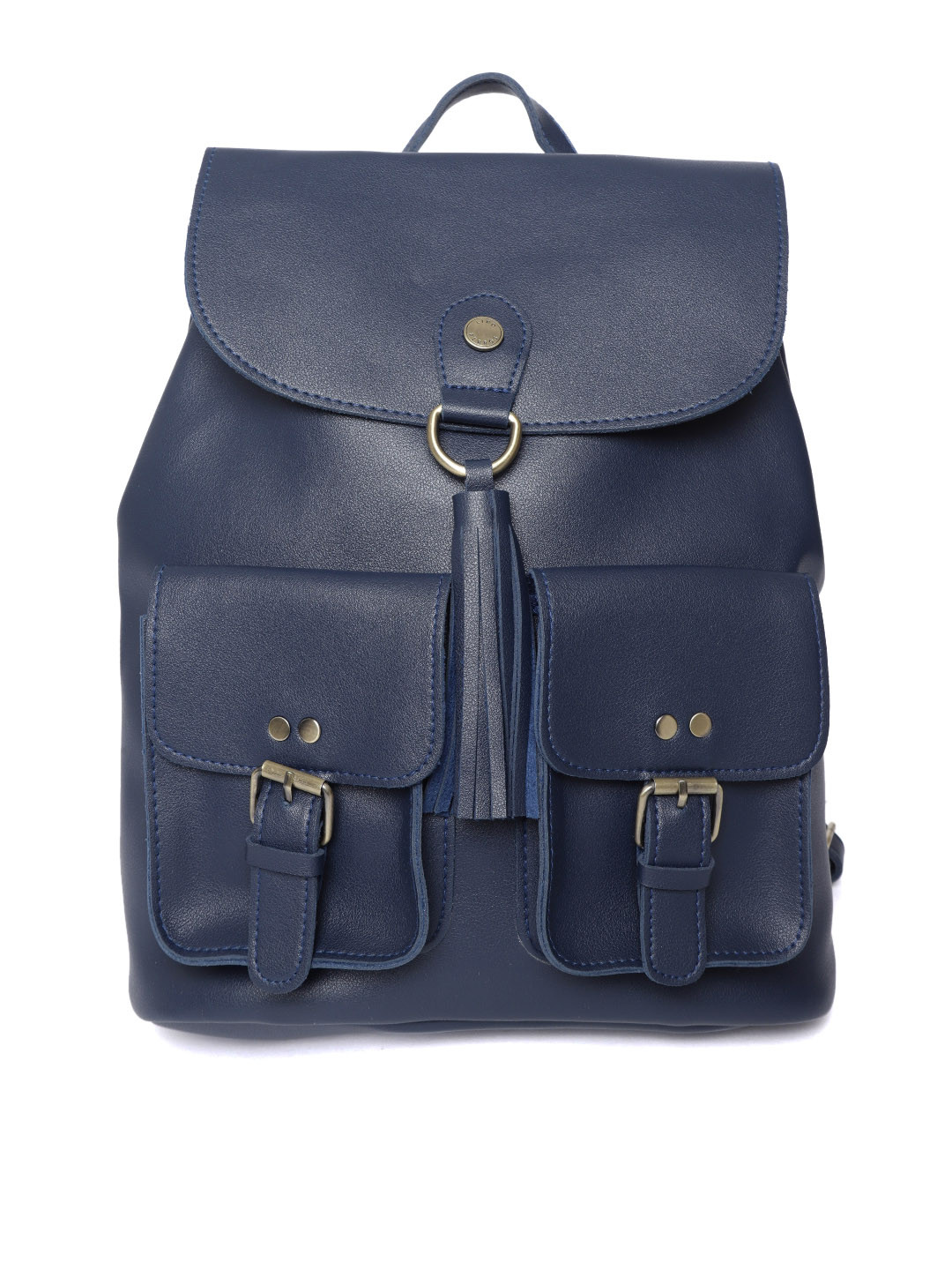 Buy Lino Perros Women Navy Blue Solid Backpack - Backpacks for Women ...