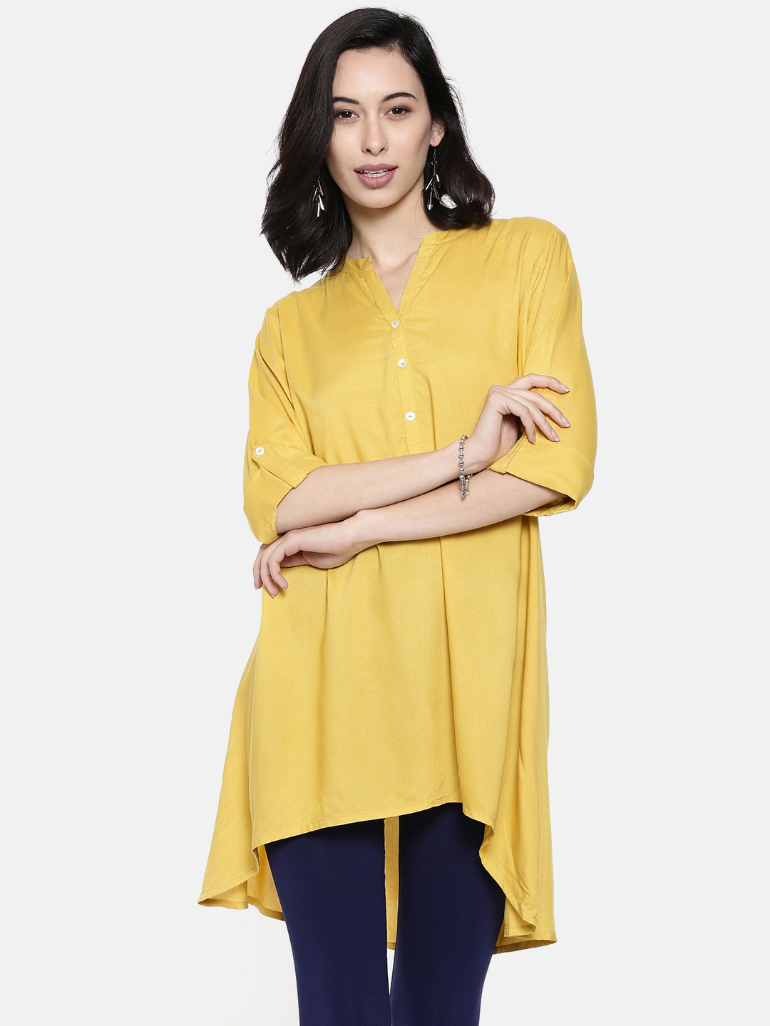 Buy Melange By Lifestyle Women Lime Green Solid Kurti - Kurtis for ...