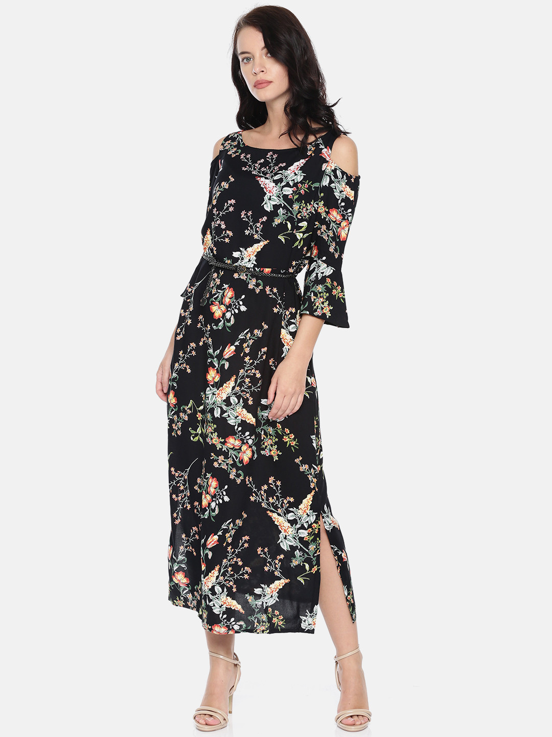 Buy Bossini Women Black Printed Maxi Dress - Dresses for Women 8441777 ...