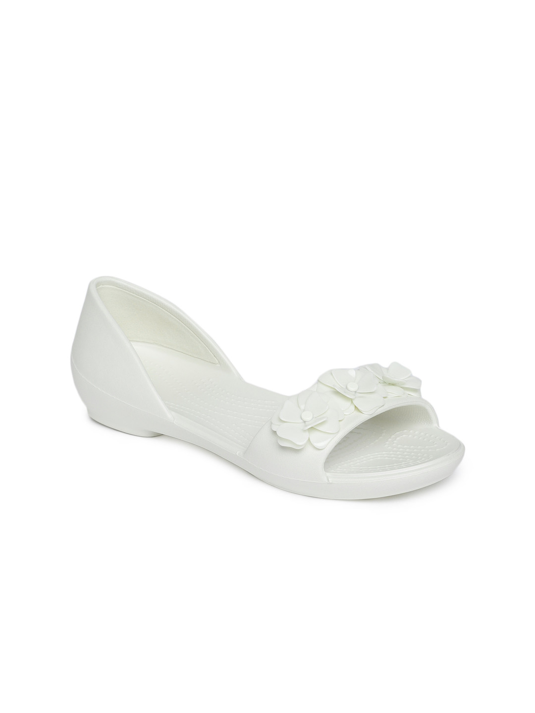 Buy Crocs Women Off White Solid One Toe Flats - Flats for Women 8448831 ...