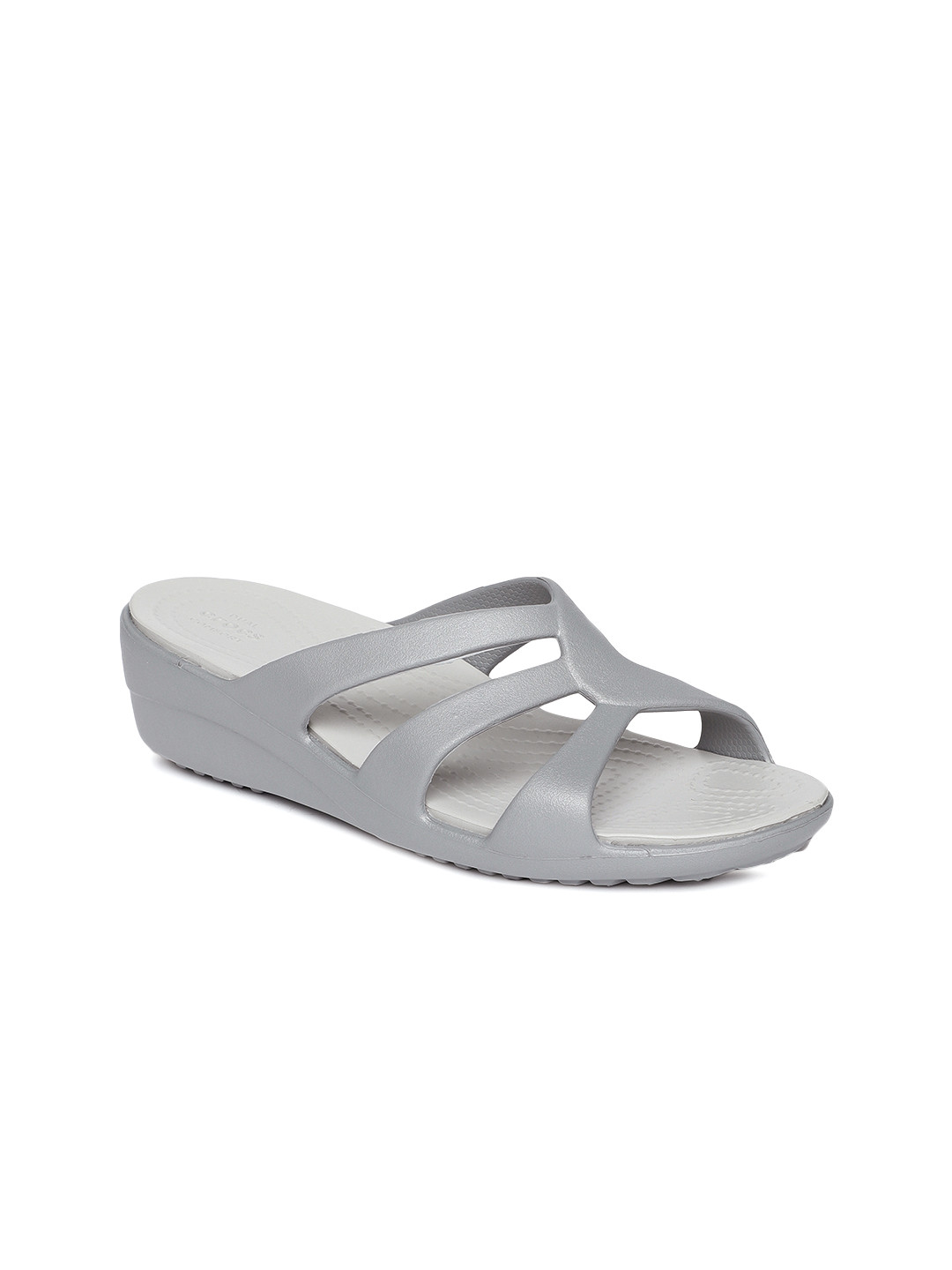 Buy Crocs Women Grey Solid Synthetic Open Toe Flats - Flats for Women ...