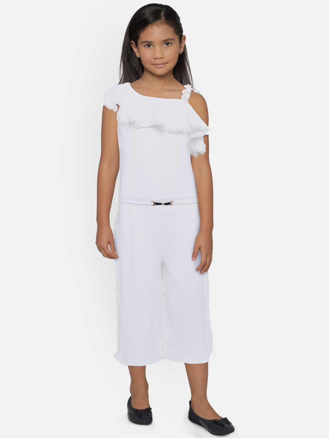 Buy Peppermint Girls White Solid Basic Jumpsuit - Jumpsuit for Girls ...