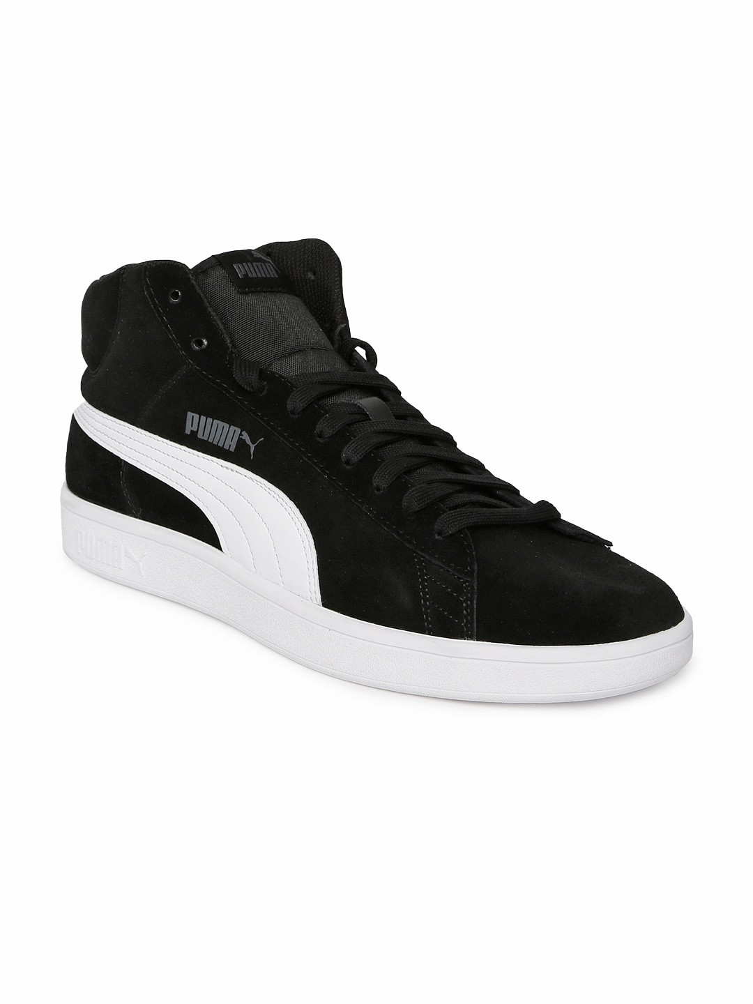 Buy Puma Men Black Smash V2 Suede Mid Top Sneakers - Casual Shoes for ...