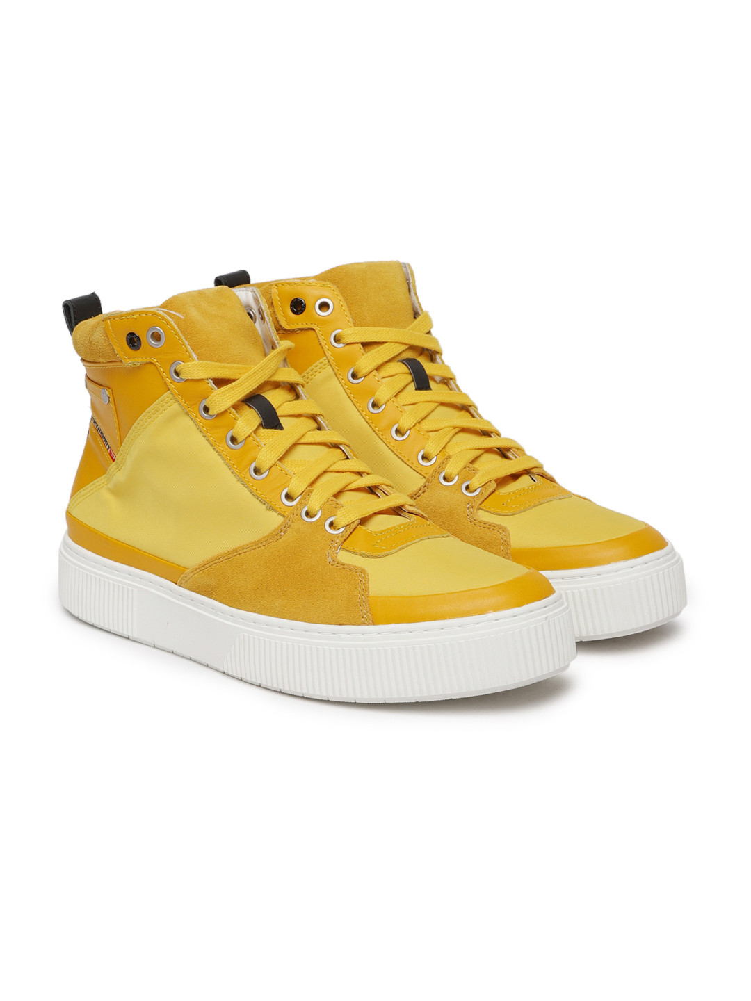 Buy DIESEL Men Yellow Solid Synthetic Mid Top Sneakers - Casual Shoes ...