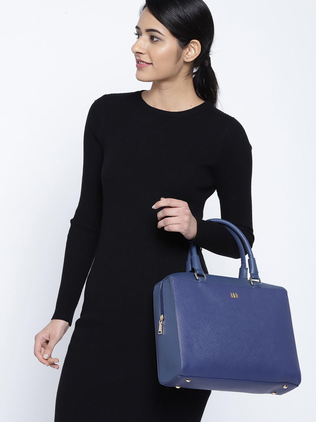 Buy AND Blue Solid Handheld Bag - Handbags for Women 8479133 | Myntra