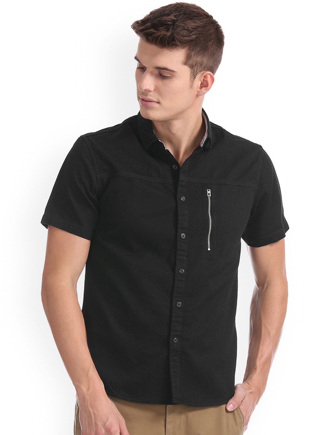 Buy Colt Men Black Regular Fit Solid Casual Shirt - Shirts for Men ...