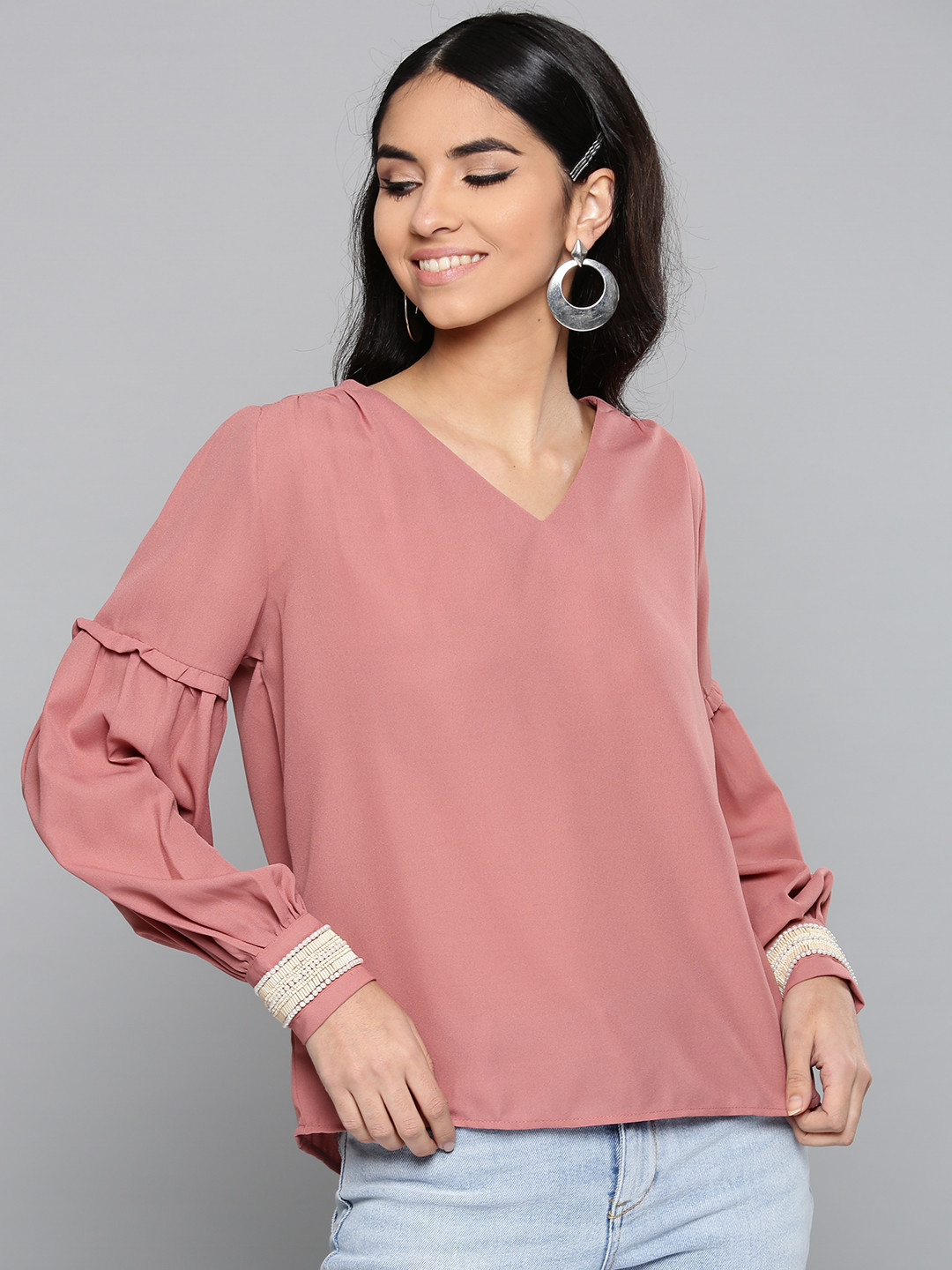 Buy Harpa Women Dusty Pink Solid Top - Tops for Women 8485201 | Myntra