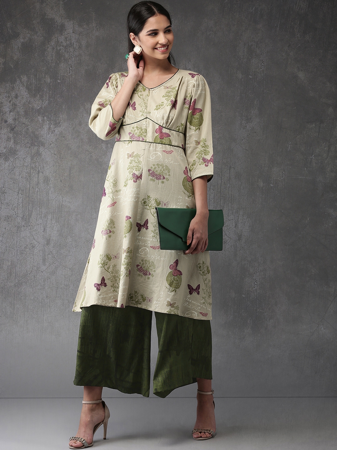 Buy Anouk Women Green & Off White Printed Kurta With Palazzos - Kurta ... Buy Anouk Women Green & Off White Printed Kurta With Palazzos - Kurta ...