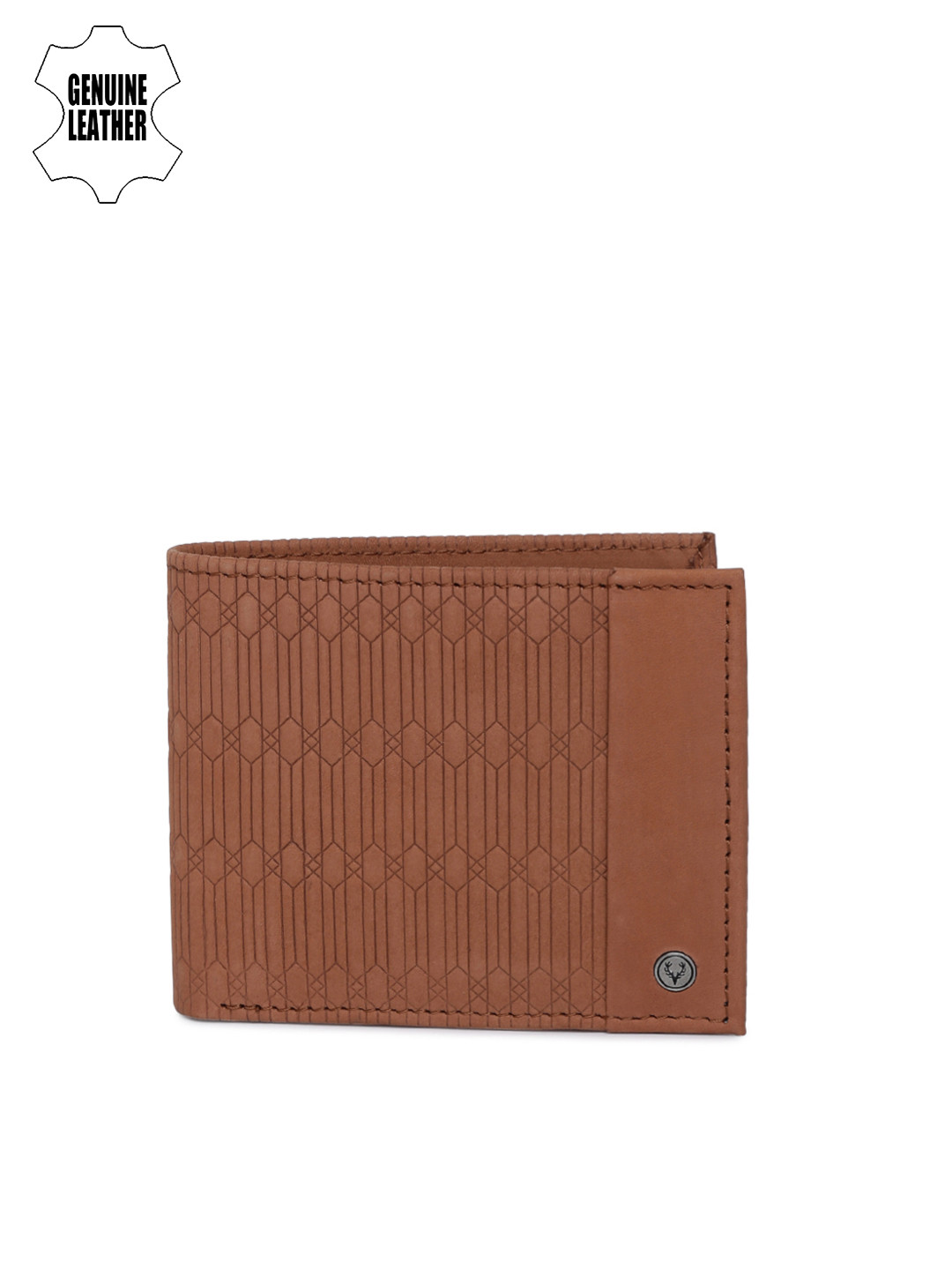 Buy Allen Solly Men Tan Textured Leather Two Fold Wallet - Wallets for ...