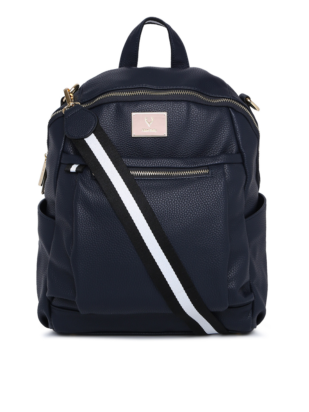 Buy Allen Solly Women Navy Blue Solid Backpack - Backpacks for Women ...