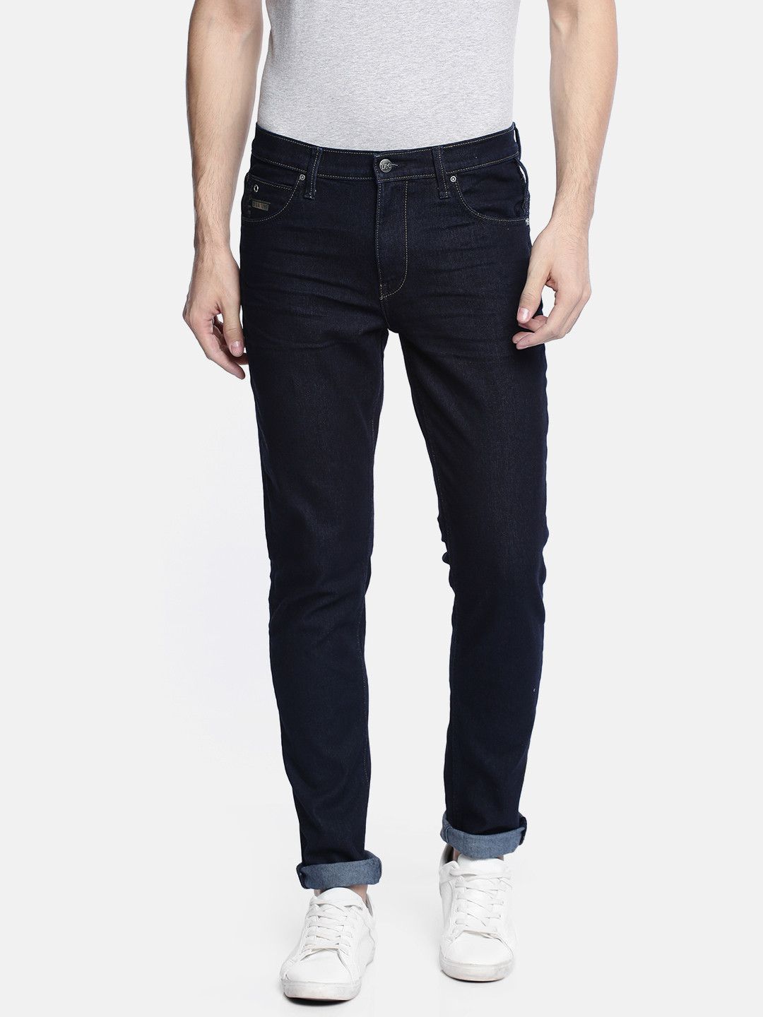 Buy Lee Men Blue Bruce Skinny Fit Mid Rise Clean Look Stretchable Jeans ...