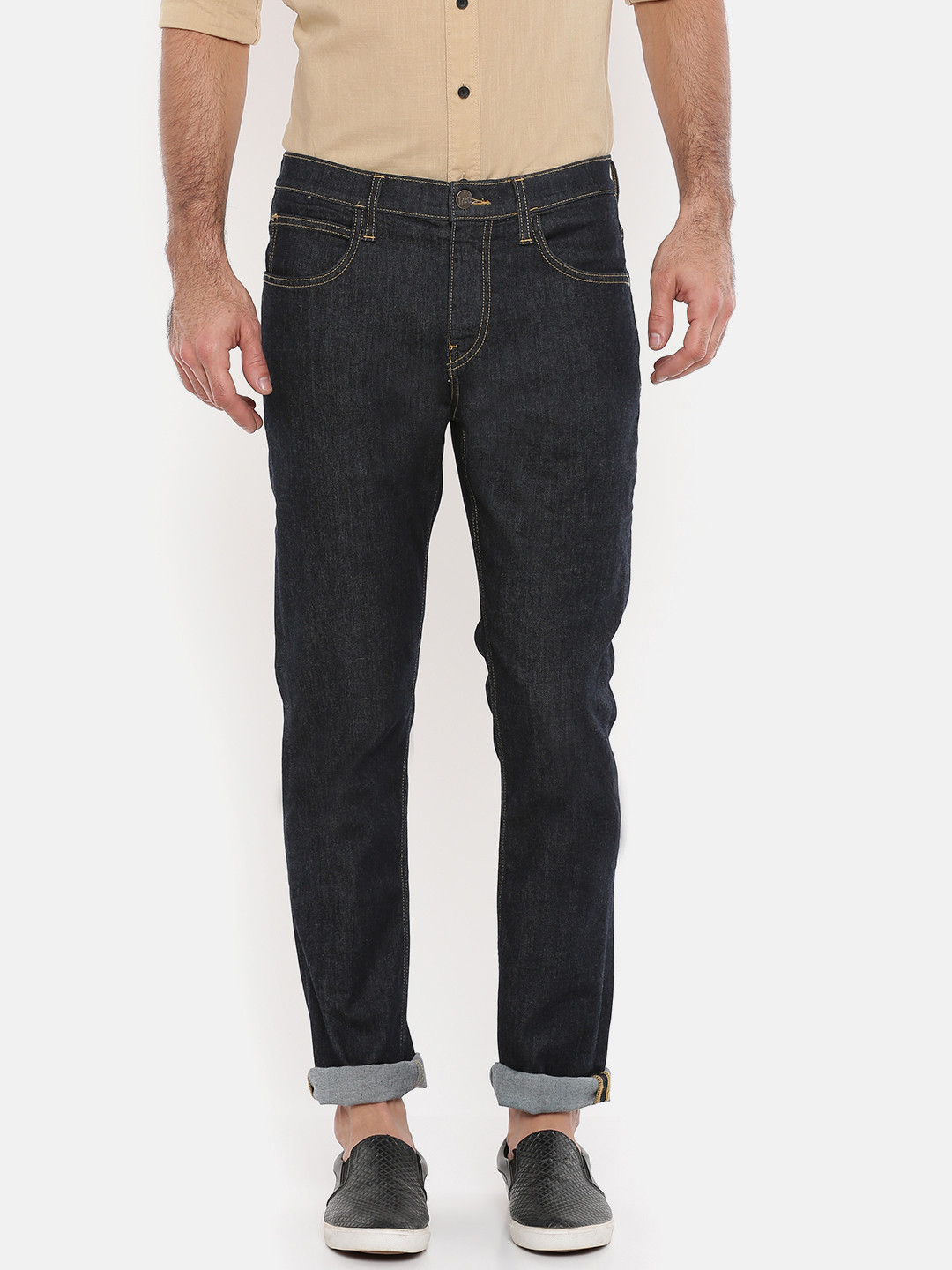 Buy Lee Men Blue Bruce Skinny Fit Mid Rise Clean Look Stretchable Jeans ...